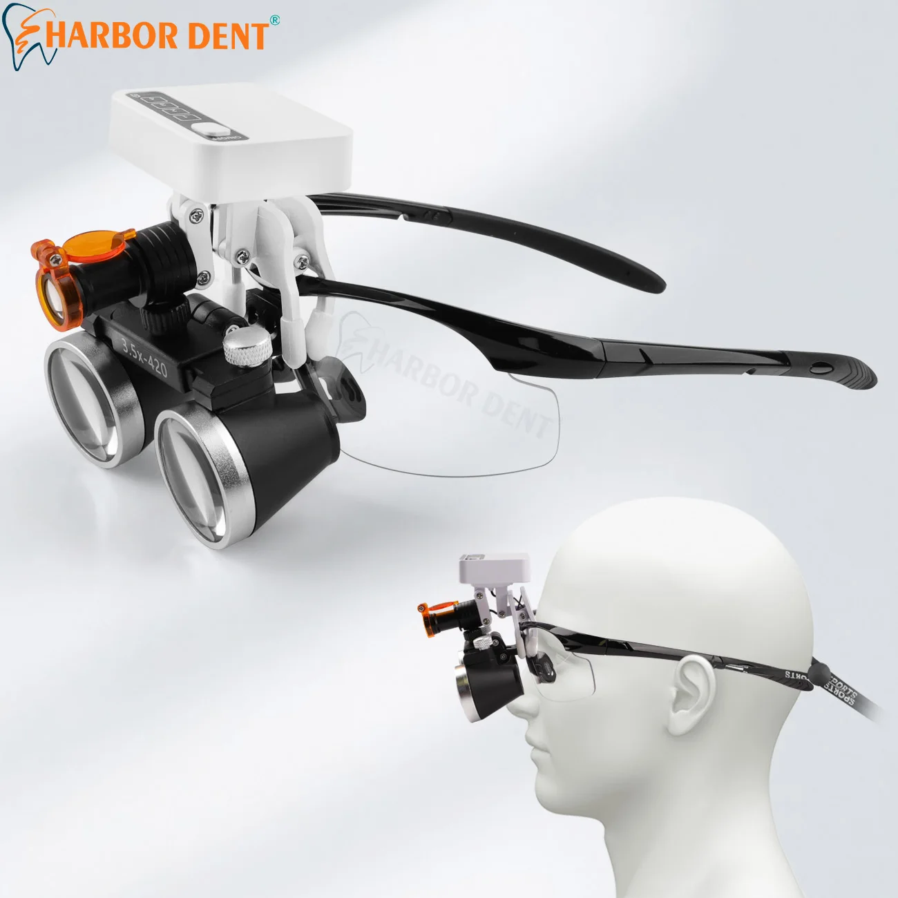 2.5X/3.5X Dental Magnifier With 5W LED Spotlight Wirless Lab Medical ...