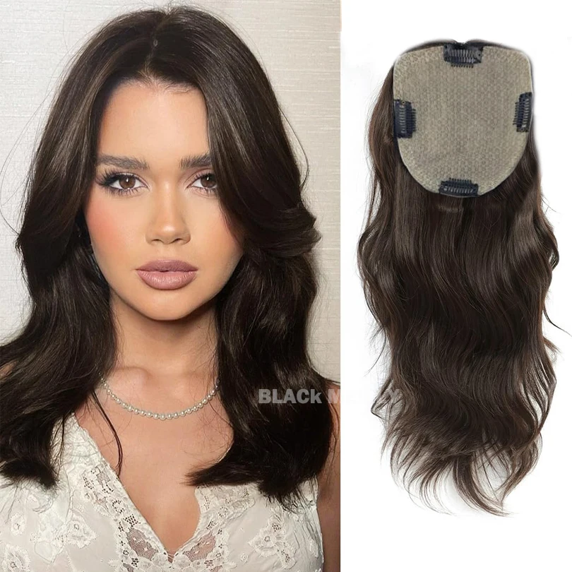 Topper-de-cabello-humano-ondulado-con-Base-de-seda-inyectada-para-mujer ...