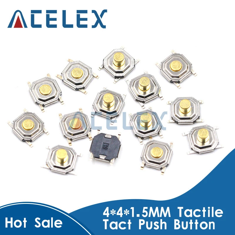 100pc/lot Smd 4*4*1.5mm 4x4x1.5mm Tactile Tact Push Button Micro Switch ...