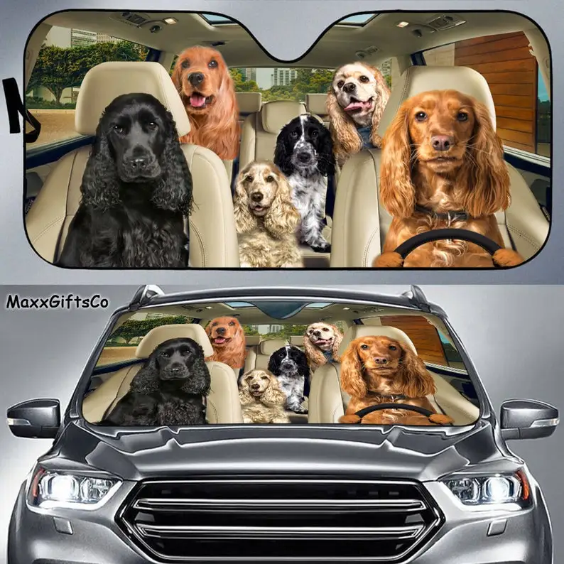 Cocker-Spaniel-Car-Sun-Shade-Cocker-Spaniel-Windshield-Dogs-Family ...