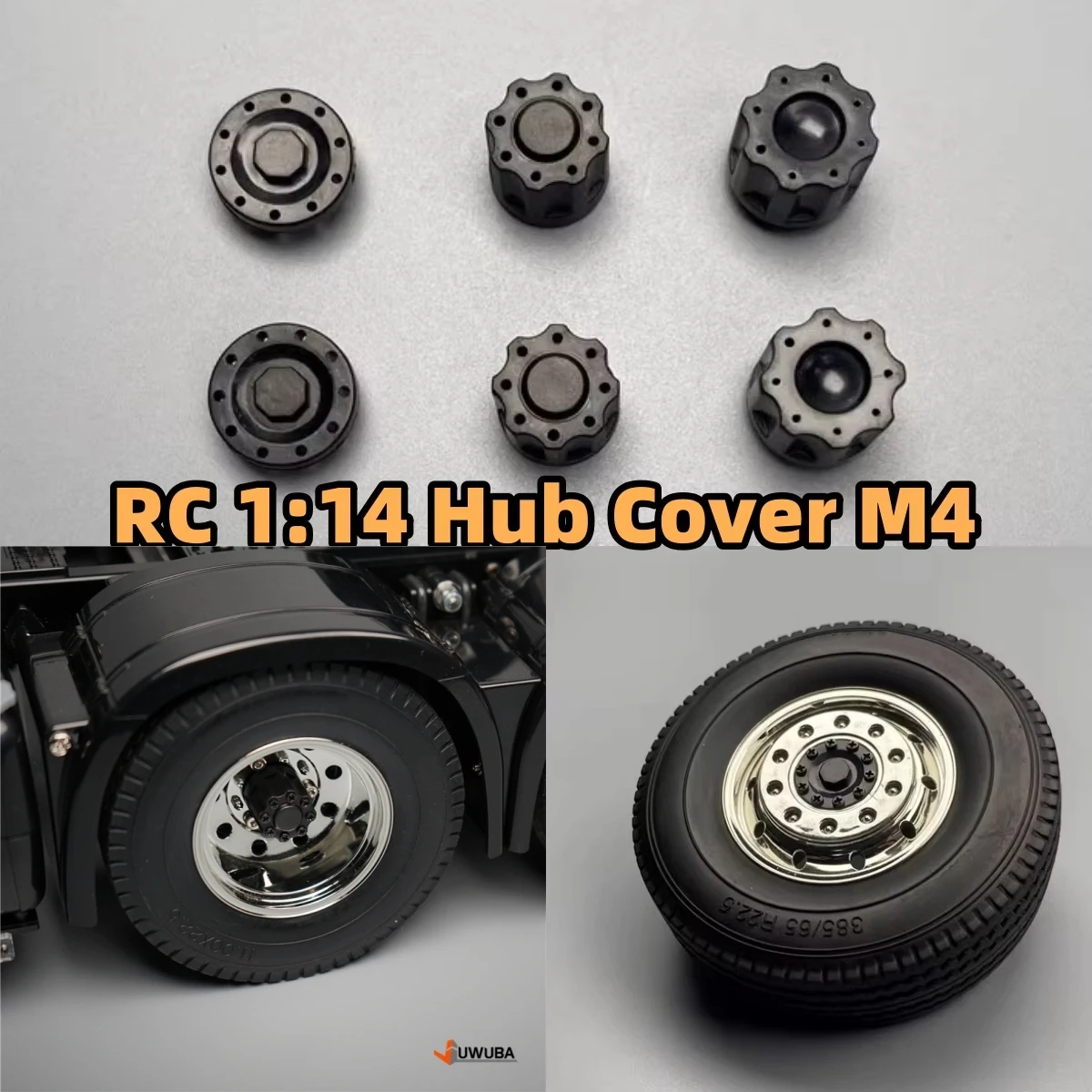 RCハブカバー M4 1/14スケール ロックナットカバー スピンドルヘッド タミヤRCトラック ティッパー SCANIA 770S ...