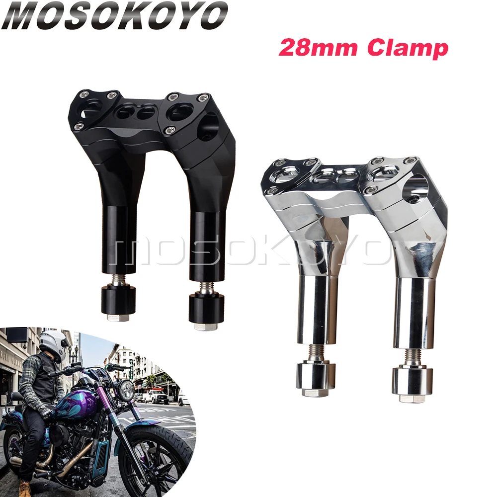 6-or-7-Anodized-Black-Chrome-Motorcycle-Pull-Back-Clamp-Handlebar ...