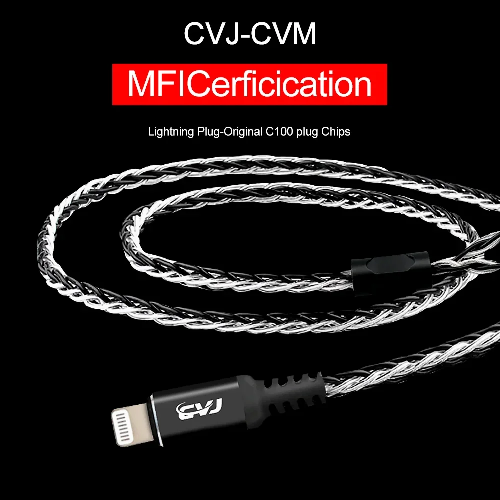 CVJ-Certified-MFI-Lightning-HIFI-Earphone-IEMs-MMCX-Cable-200-Core ...