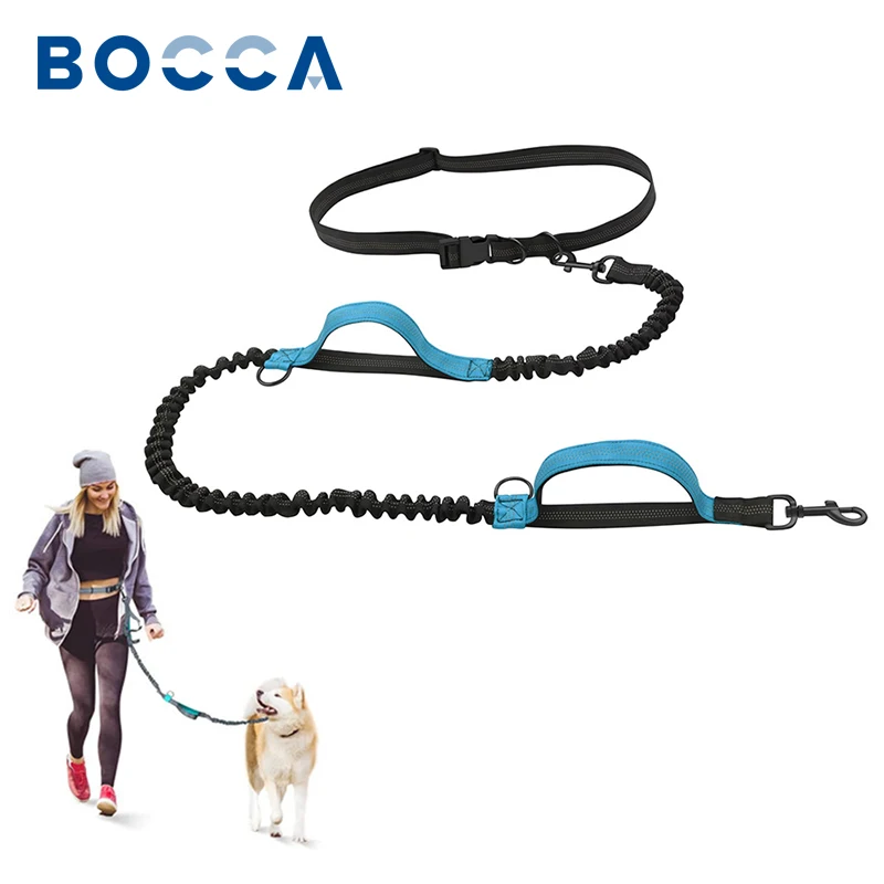 Bocca-Hands-Free-Dog-Leash-For-Running-Jogging-Pull-Lead-Dual-Handle ...