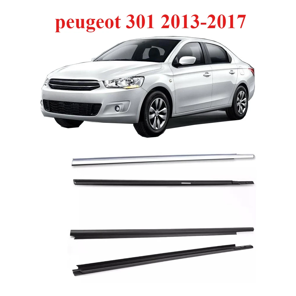 4-Pcs-Outside-Black-or-Chrome-Window-Glass-Rubber-for-peugeot-301-2013 ...