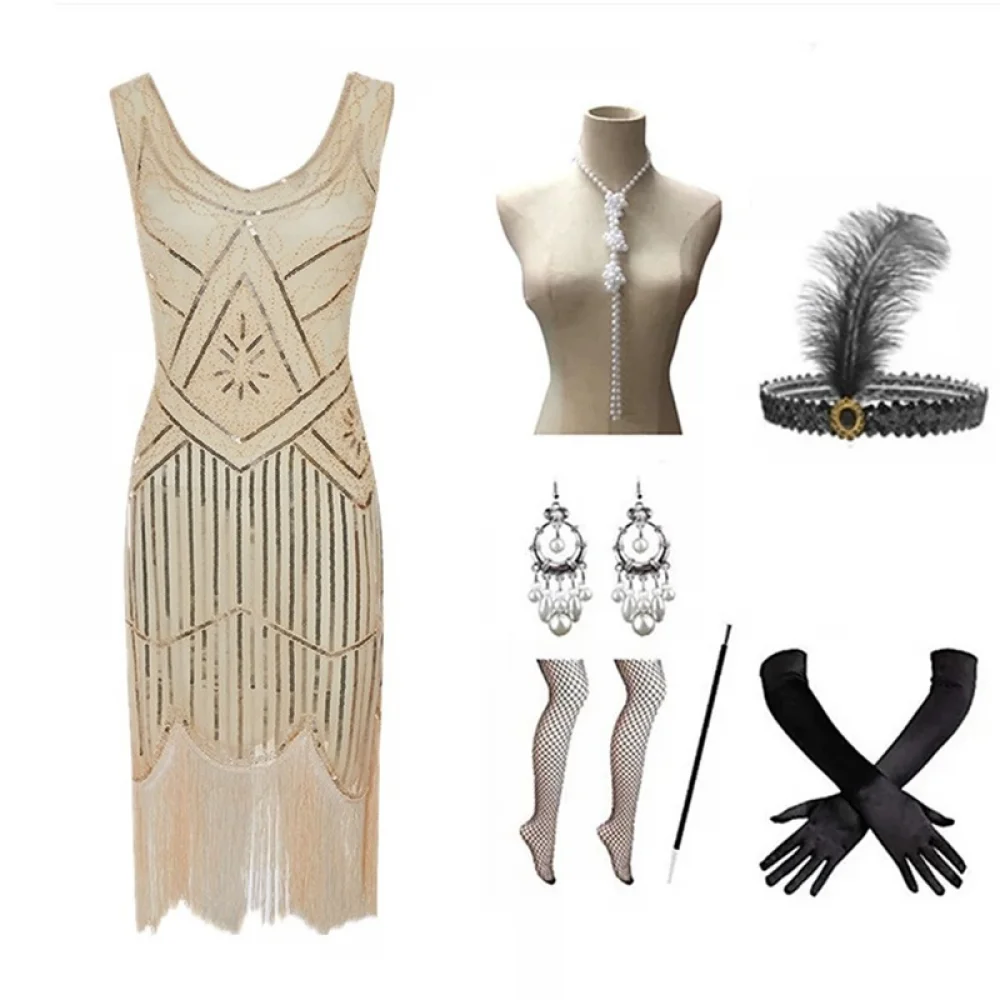 Disfraz de mujer estilo flapper de los años 20 con accesorios de los ...