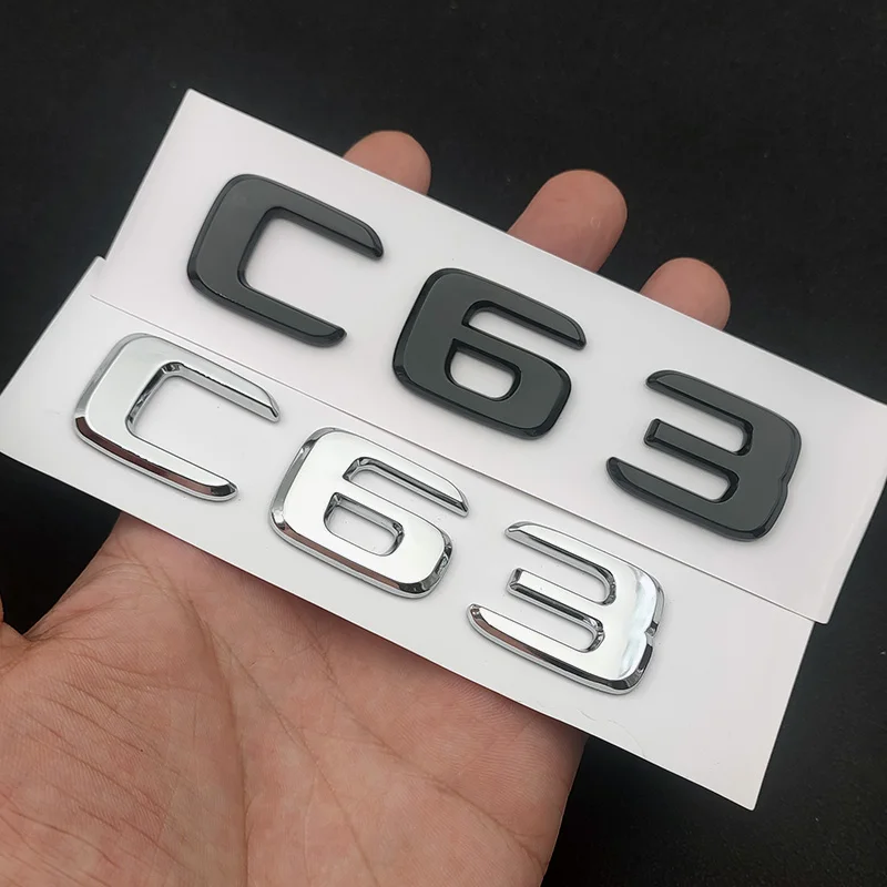 3d Abs Black Chrome Letters Car Rear Trunk Badge Sticker C63 Emblem ...