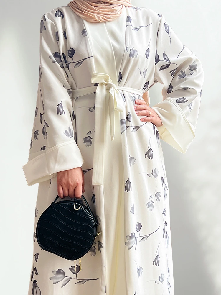 Printing-Open-Kimono-Abaya-With-Sashes-Bangladesh-Moroccan-Women-Caftan ...