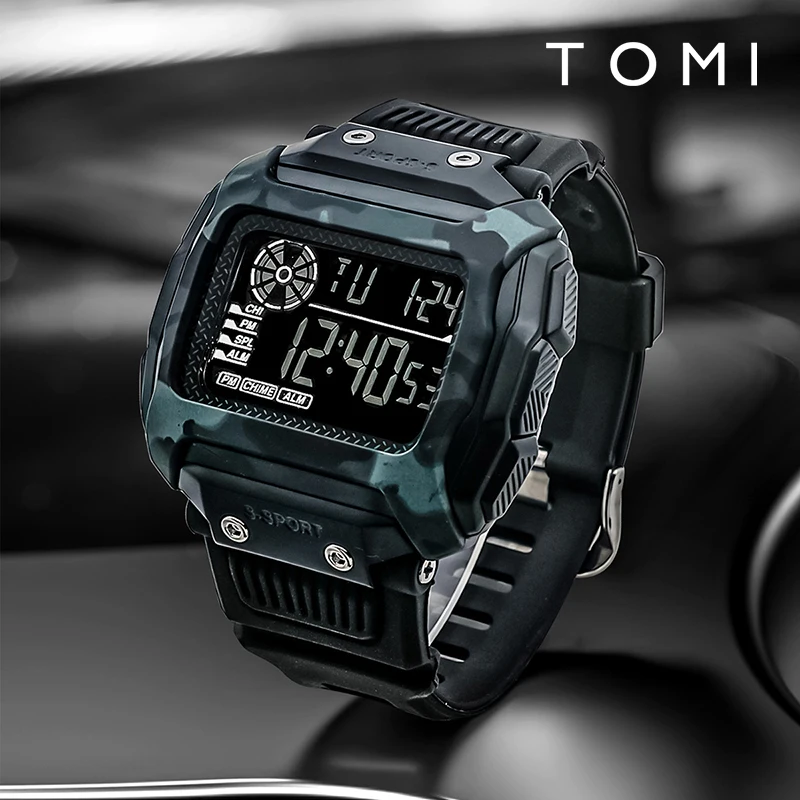 TOMI-Men-s-Electronic-Watch-Square-Outdoor-Camo-Military-Sports-Watch ...