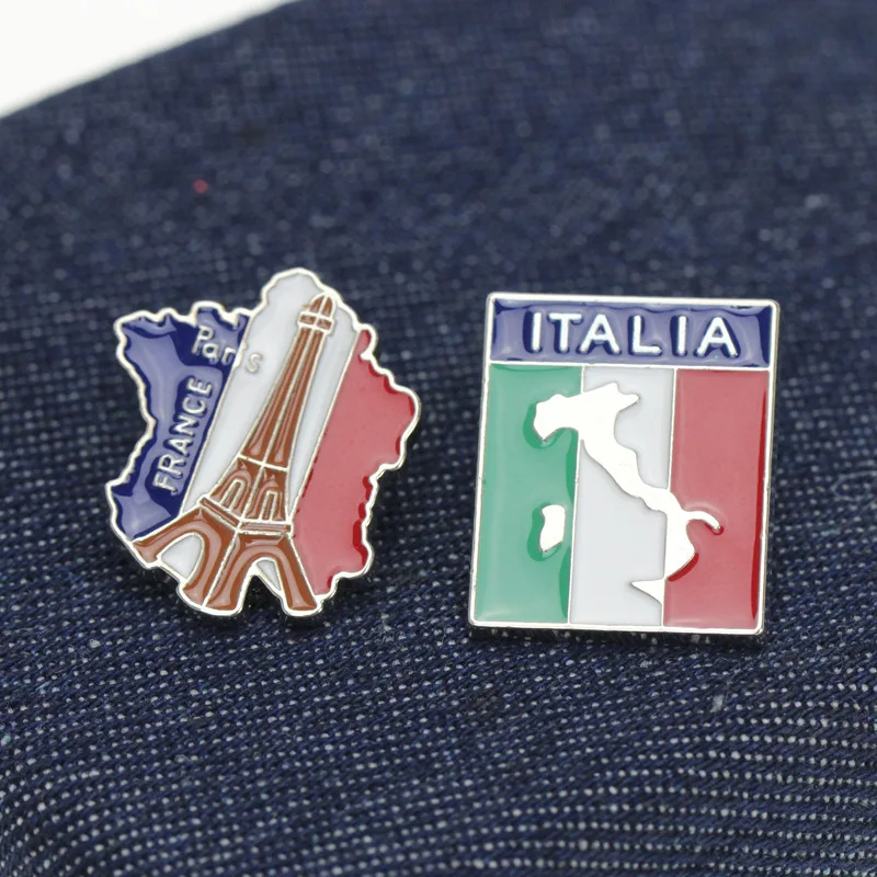 America-Italy-Austria-France-Map-Creative-Brooch-Enamel-Pin-Paris-Tower ...