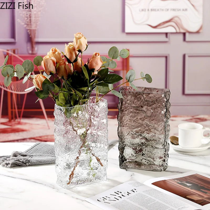Square Glass Vase With Flowers
