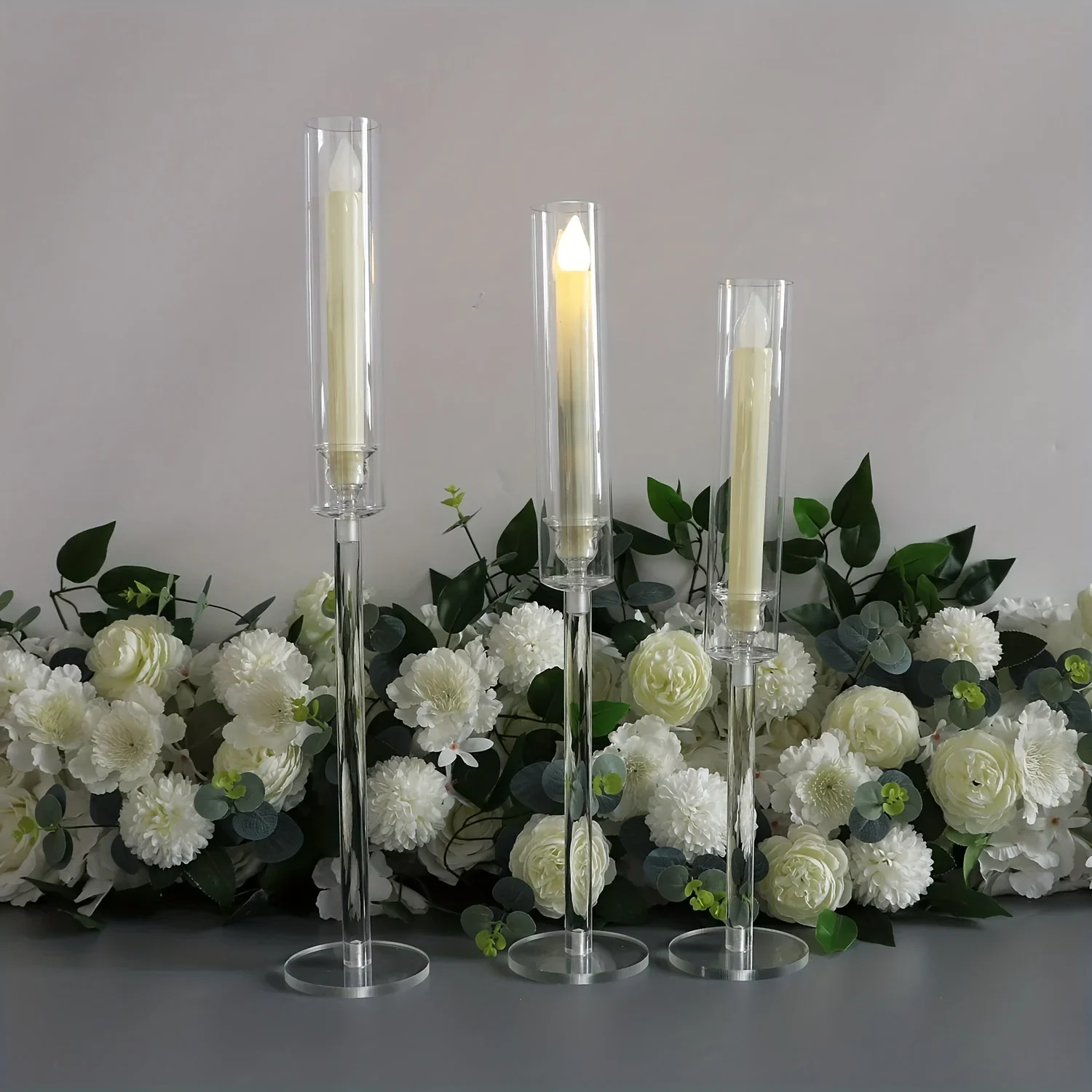 3PCS-Clear-Acrylic-Candle-Holder-Party-Decoration-Candlestick-Candle ...