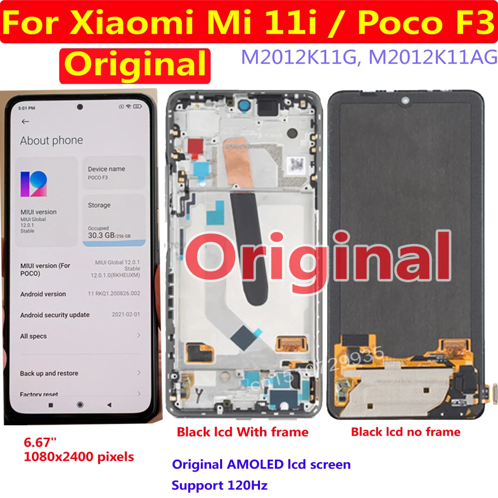 6.67" Original AMOLED LCD For Xiaomi Poco F3 Mi 11i Mi11i Display Touch Screen Digitizer ...