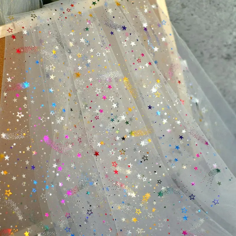 50cm x 150cm iridescente estrela tule tecido casamento aniversário diy ...