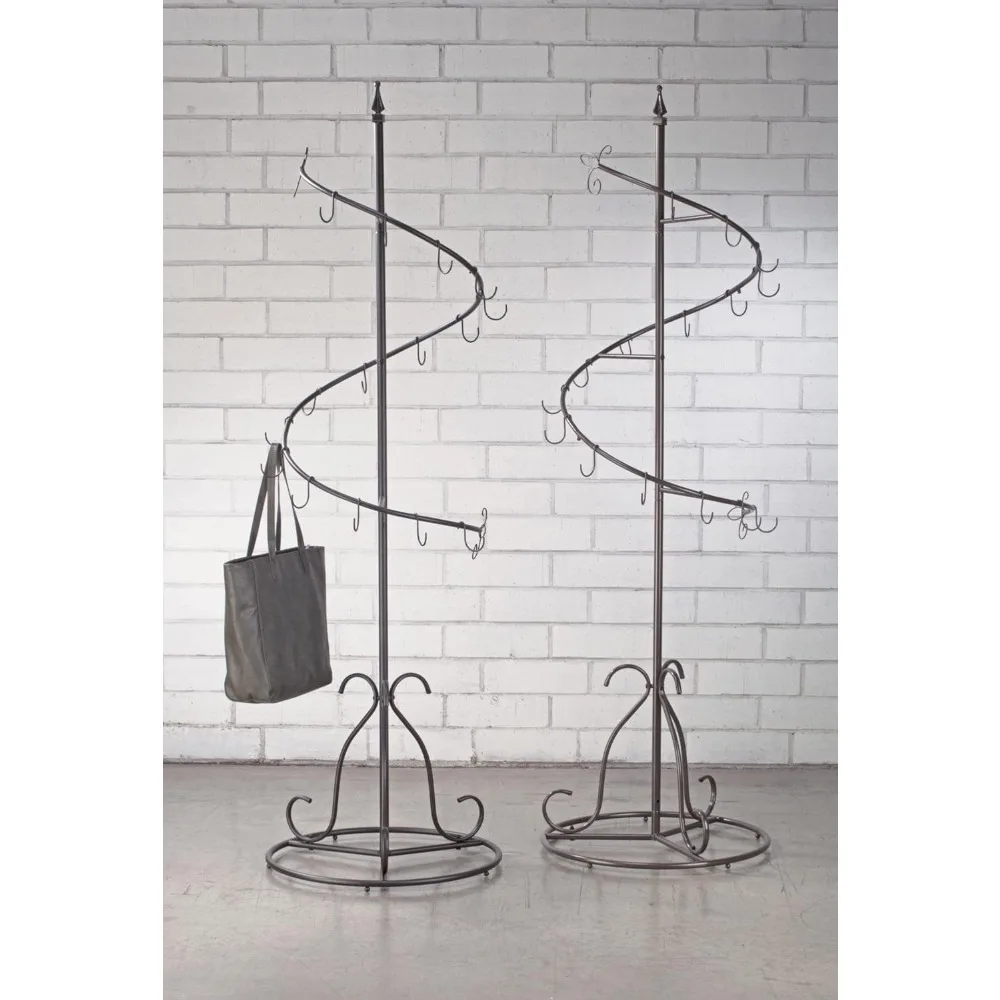 74-Bronze-Metal-Display-Purse-Tree-Jewelry-Organizer-15-Hooks-Spiral ...