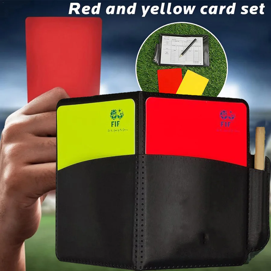 Soccer Referee Record Book Fluorescent Red Yellow Cards With Leather ...