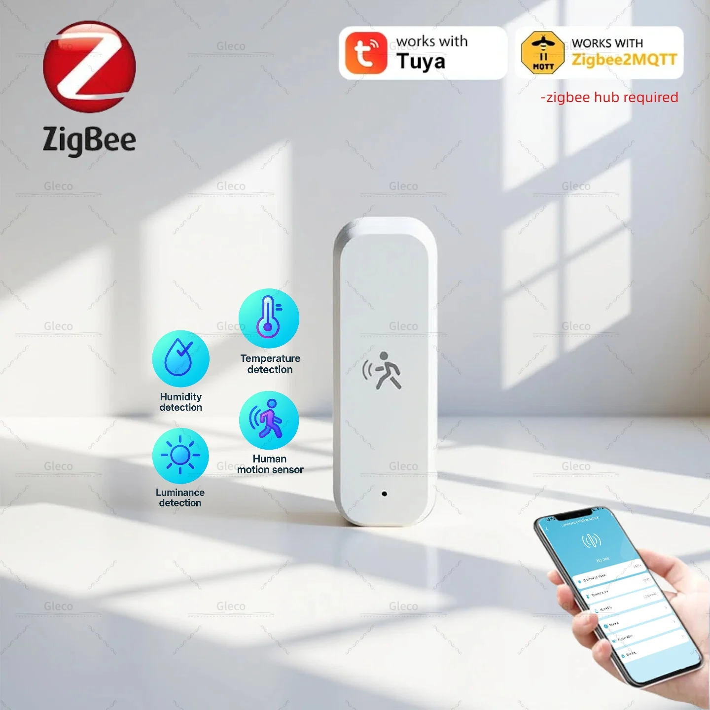 Zigbee Human Pir Motion Sensor Option Light/Temp/Humidity Detection 5 ...