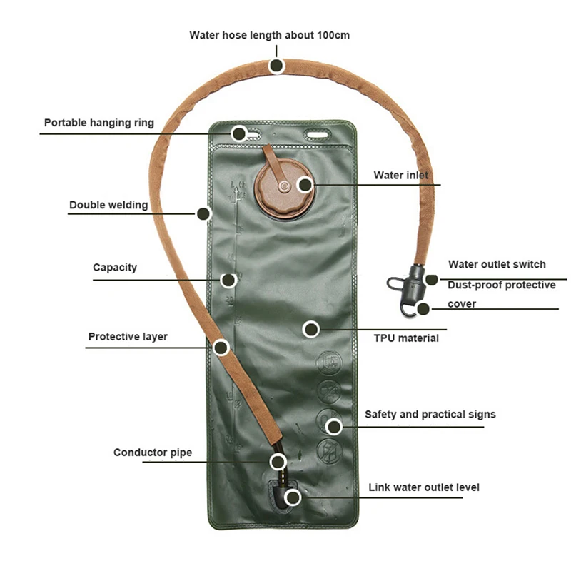 1PC-Folding-Water-Bag-with-Drinking-Tube-3L-Hydration-Bladder-Leak ...