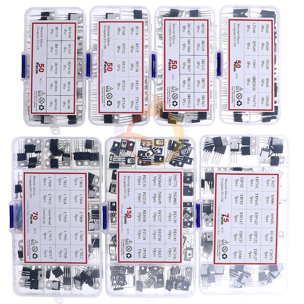 Mosfet Triode Thyristor PNP NPN Voltage regulator Chip Transistor Assortment Kit TO-92 TO-126 TO ...