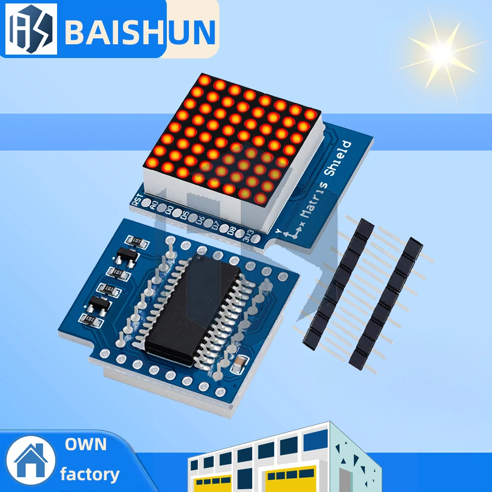 WEMOS D1 미니 8x8 매트릭스 도트 매트릭스 LED용 매트릭스 LED 쉴드 V1.0.0 - AliExpress 502
