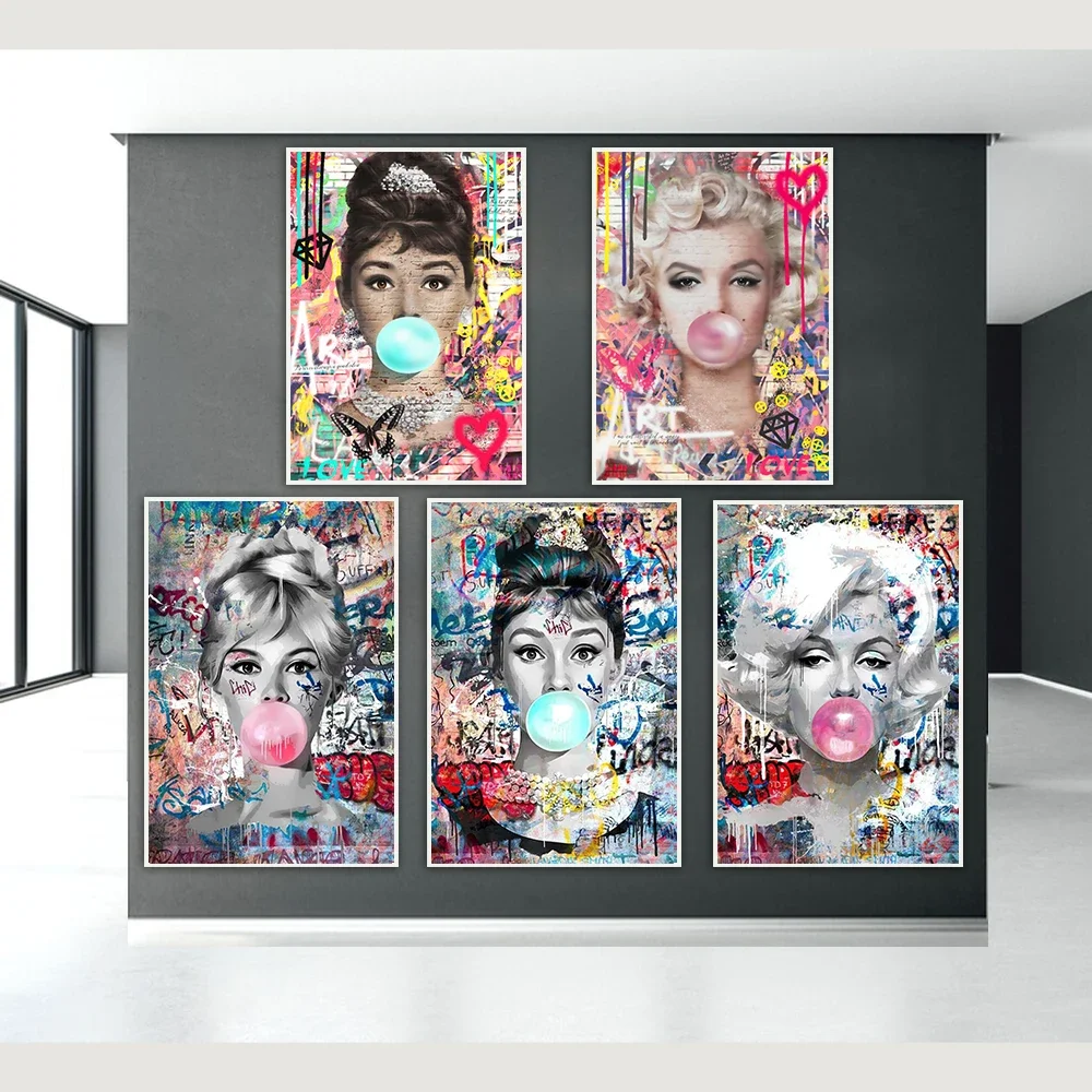 Modern-Fashion-Wall-Art-Blowing-Bubbles-Gumball-Abstract-HD-Canvas-Oil ...