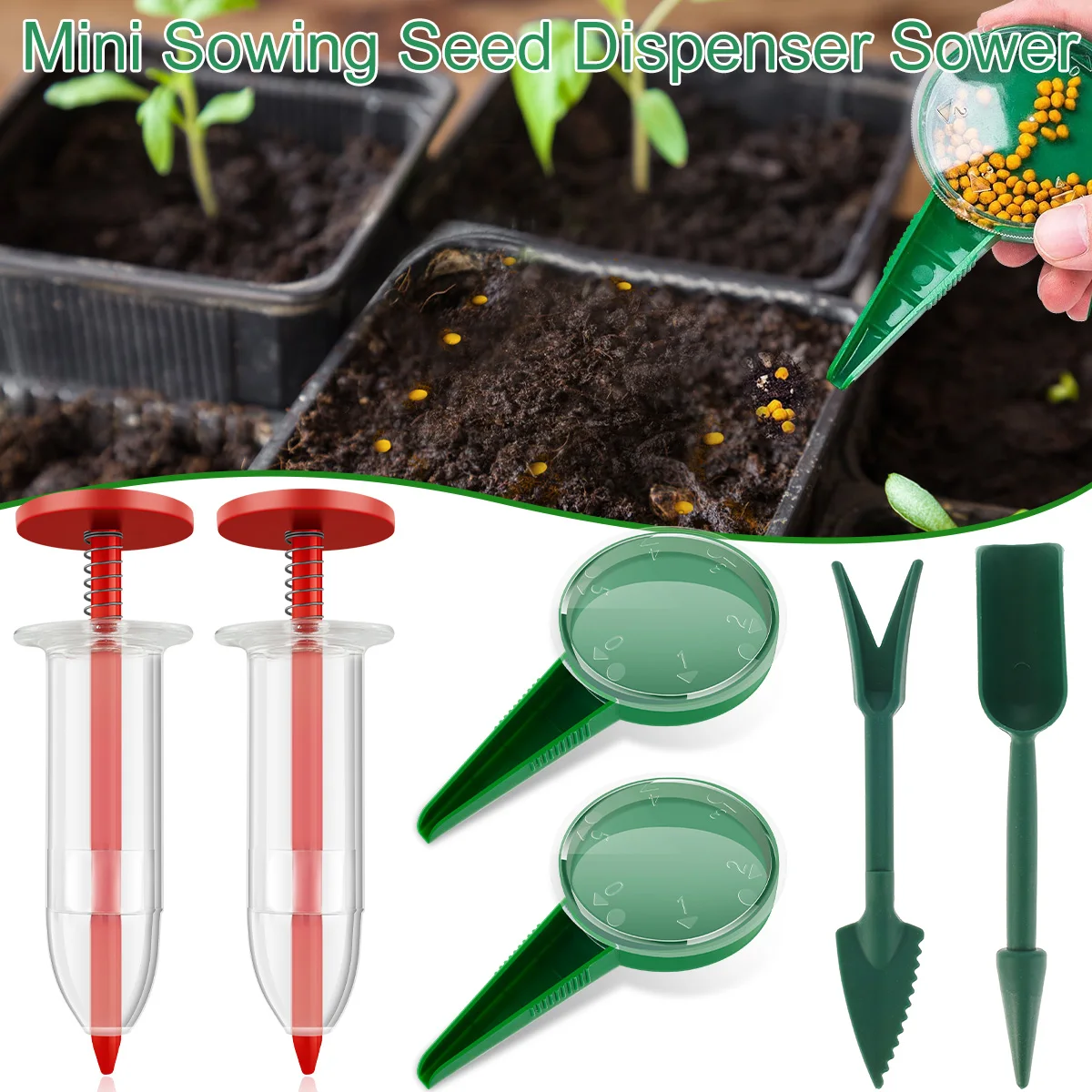 6Pcs Mini Garden Sowing Seed Dispenser Handhold Seedlings Dibber ...