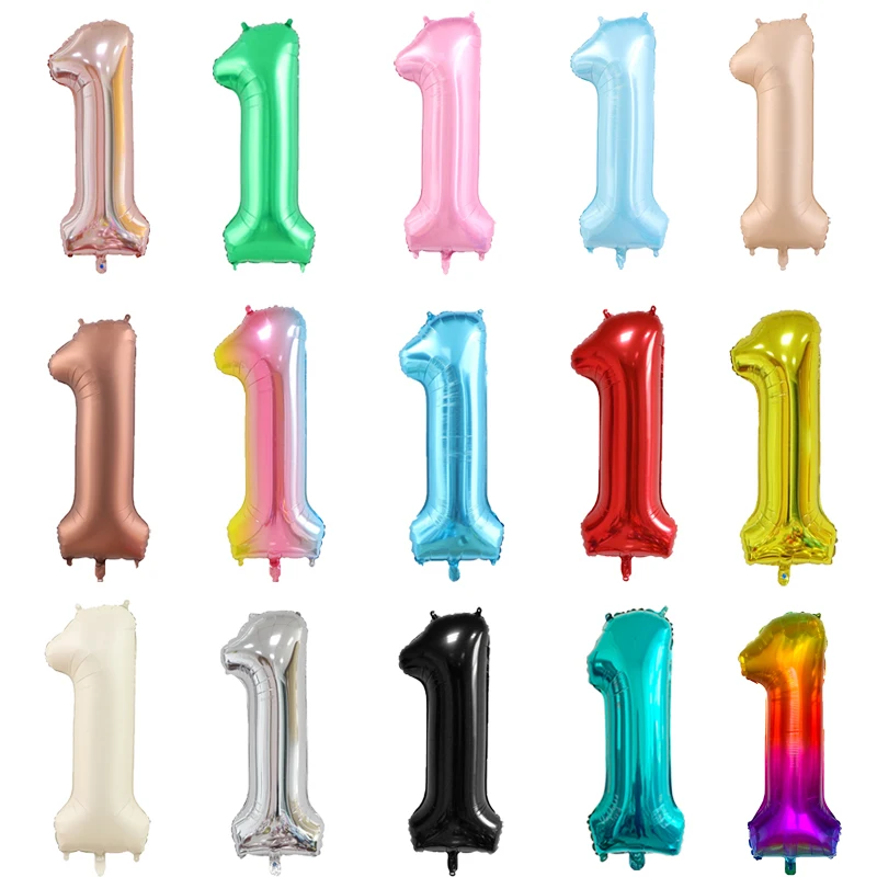 Big Number Foil Helium Balloons, 40Inch, 1st Turquois, Rose Gold ...