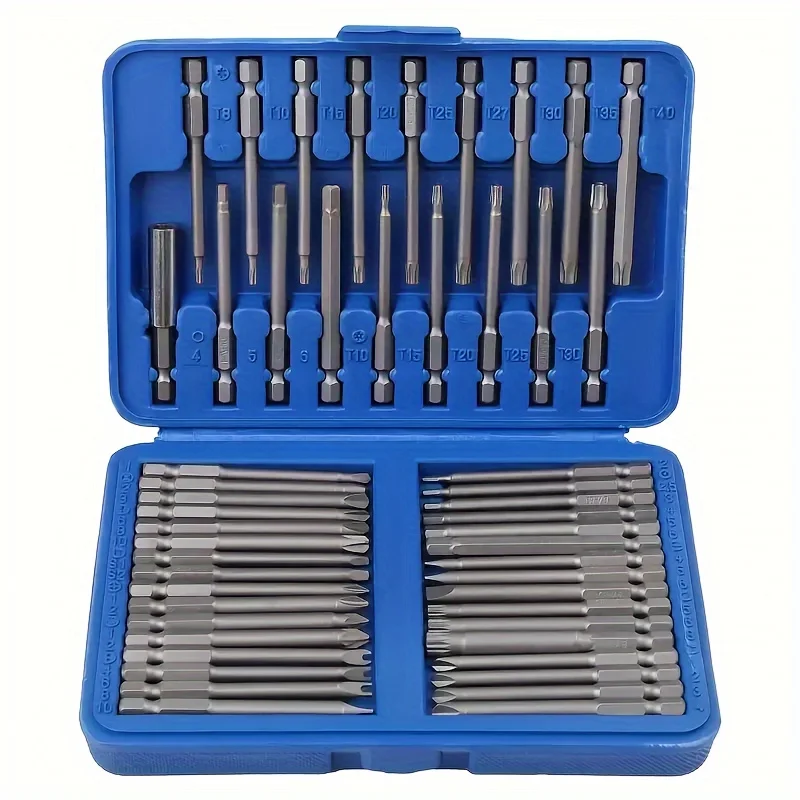 50pcs-75mm-Extra-Long-Reach-Bit-Set-Security-Screwdriver-Bits-Torx-Star ...