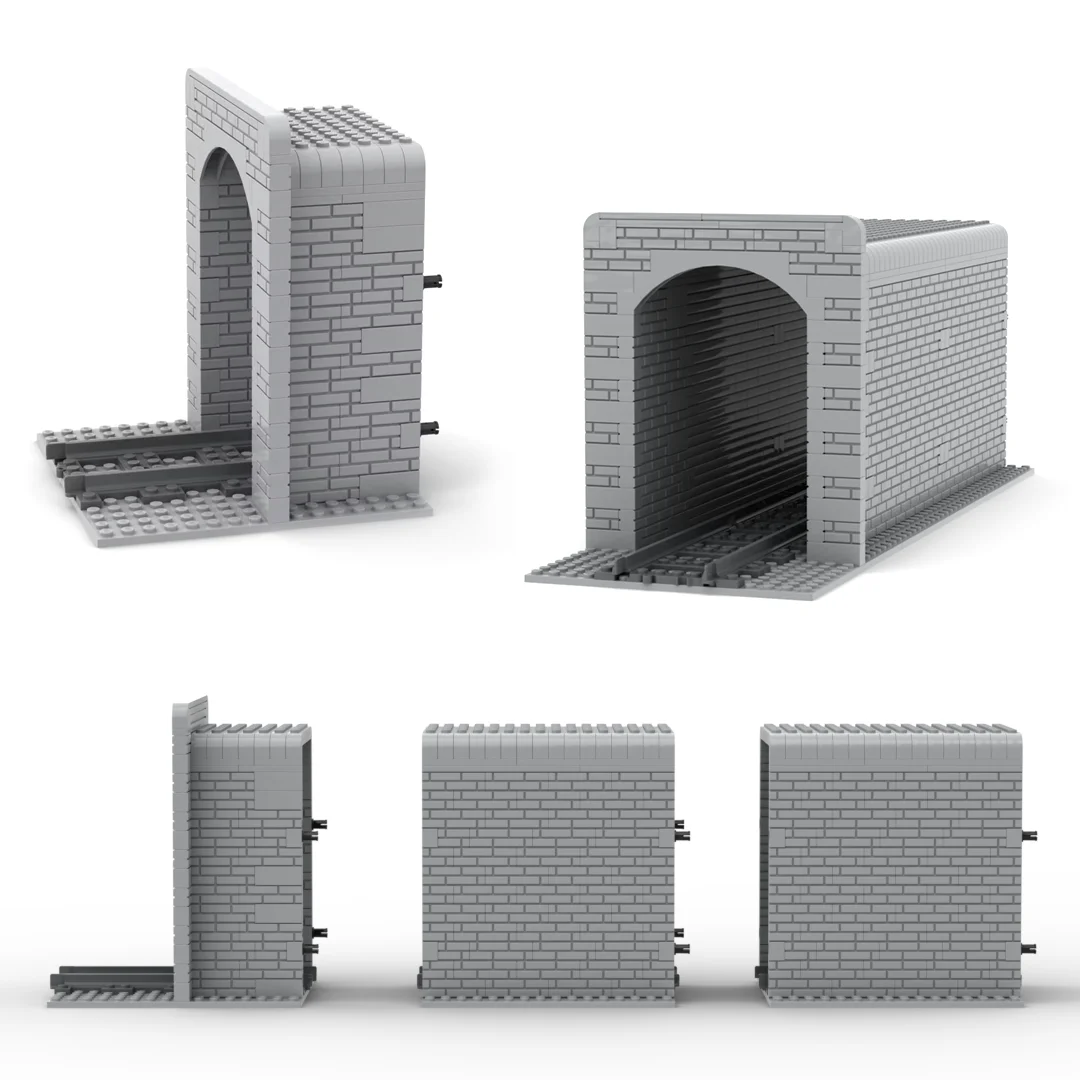 Creative Train Track Tunnel Building Blocks MOC City Tunnel Entrance ...