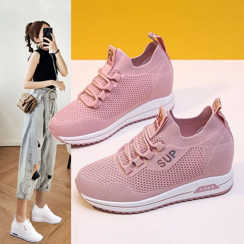 White-Platform-Shoes-Hidden-Heel-Women-Casual-Platform-Sneakers-Women ...