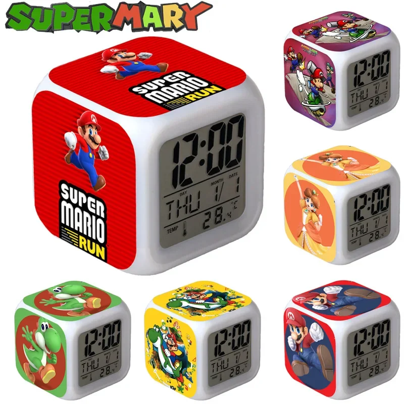 Super-Mario-Bros-Children-s-Alarm-Clock-Cartoon-7-Led-Night-Light-Desk ...