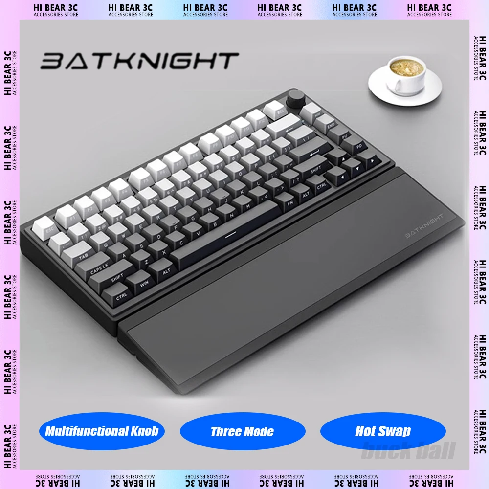 BATKNIGHT-BK75-Gaming-Keyboard-Three-Mode-82-Keys-Multifunctional-Knob-Hot-Swap-Mechanical ...