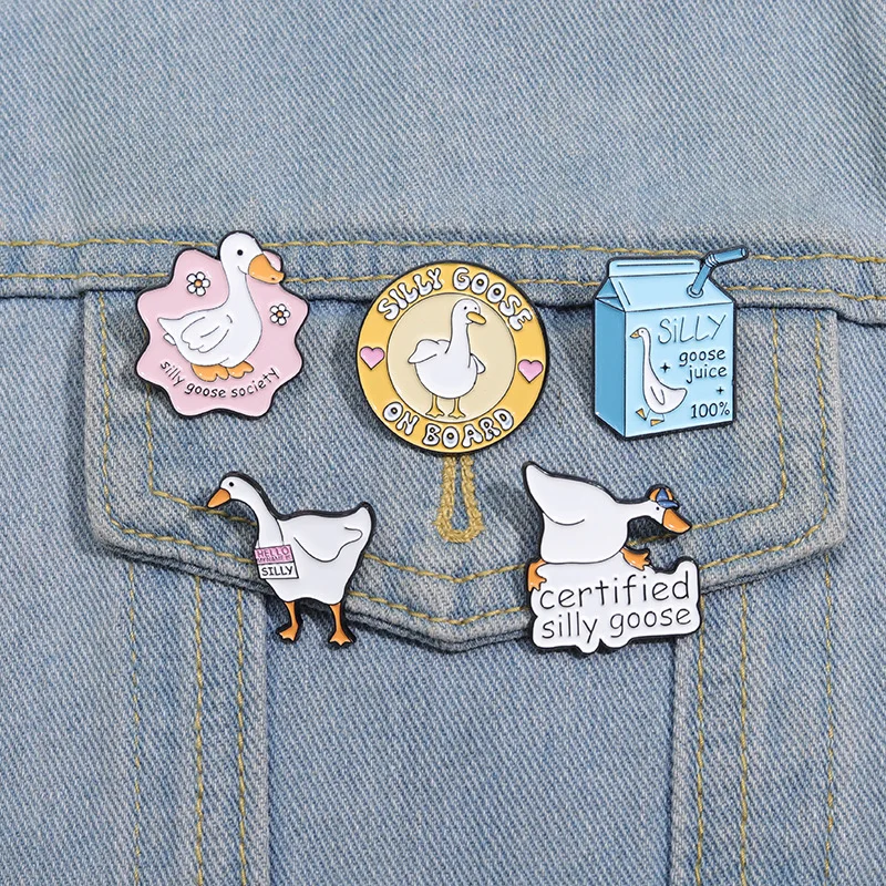 Certified-Silly-Goose-Enamel-Pins-Custom-Cartoon-Animal-Brooches-Lapel ...