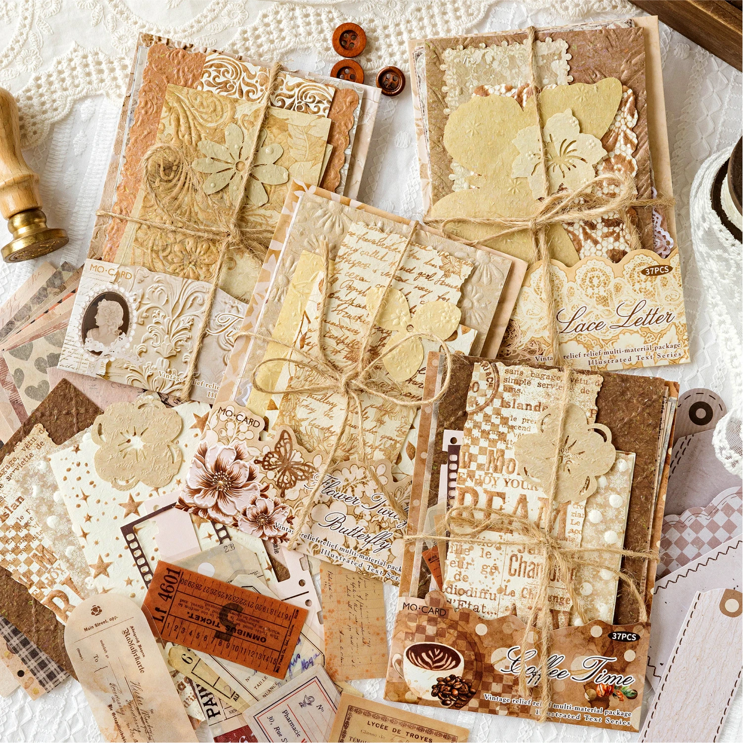 JIANQI 37pcs Vintage Decor Scrapbooking Materials Paper Combo Kit DIY ...