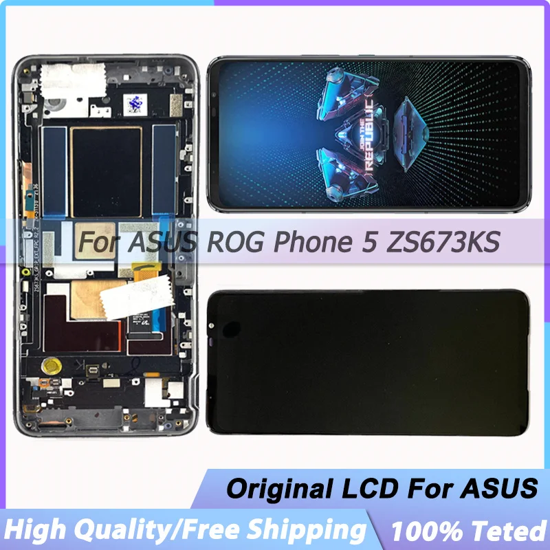 6.78 inç orijinal LCD ASUS ROG telefon 5 ZS673KS LCD ekran dokunmatik ...