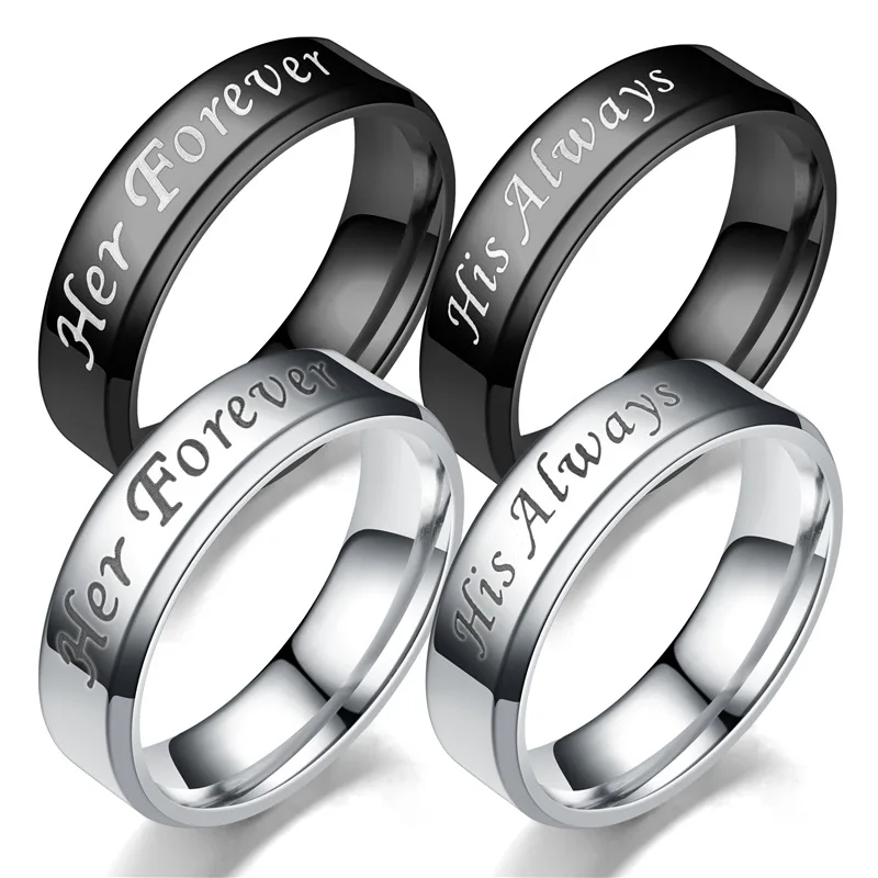 Couple-Rings-His-Always-Her-Forever-Stainless-Steel-Wedding-Engagement ...