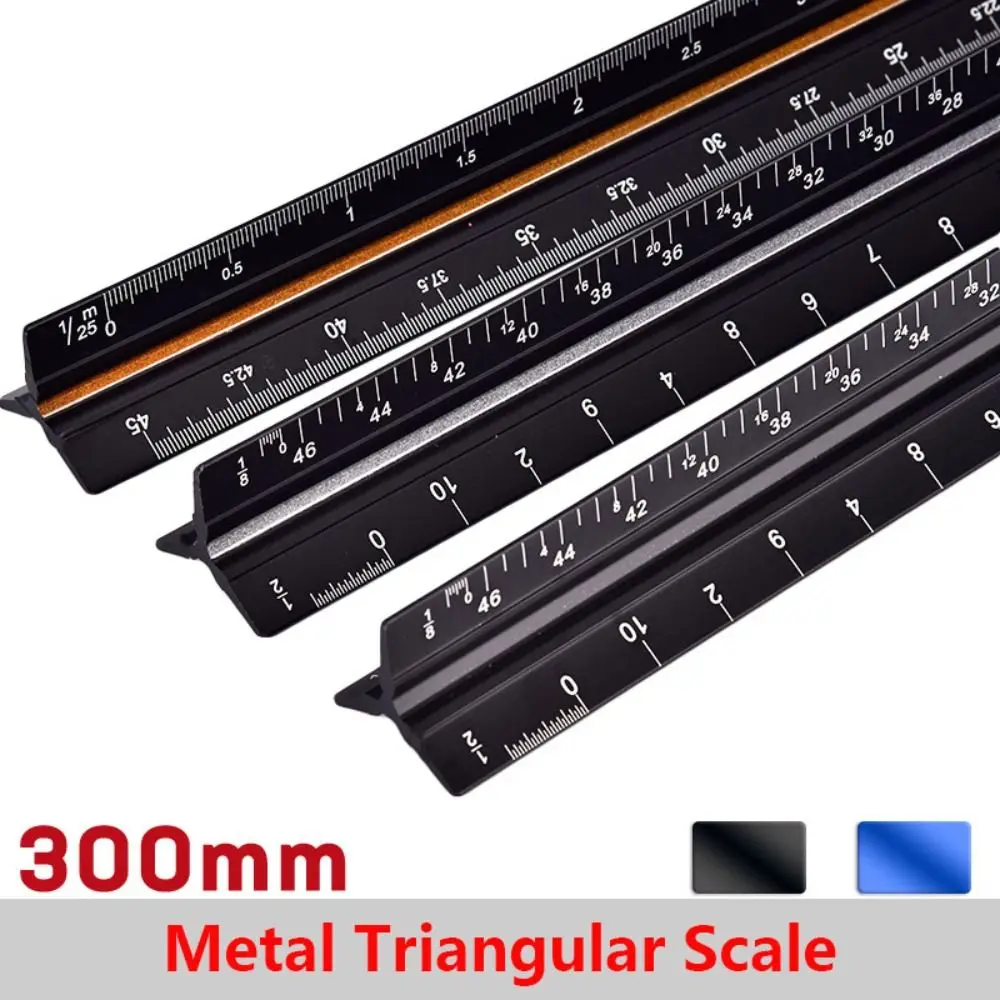 30cm-Aluminum-Alloy-Triangular-Scale-Ruler-Architect-Engineer-Technical ...