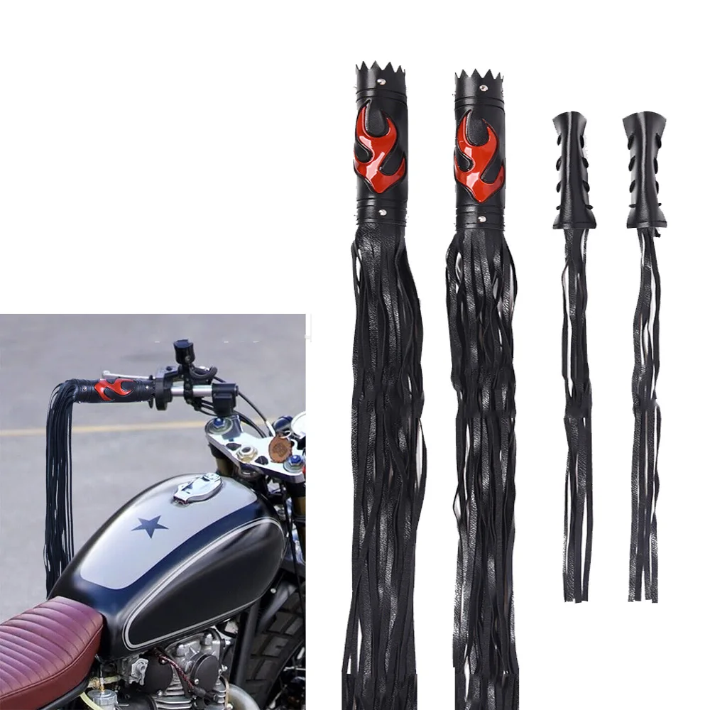 Motorcycle universal handle stripe kit rod edge tassel flame grip ...