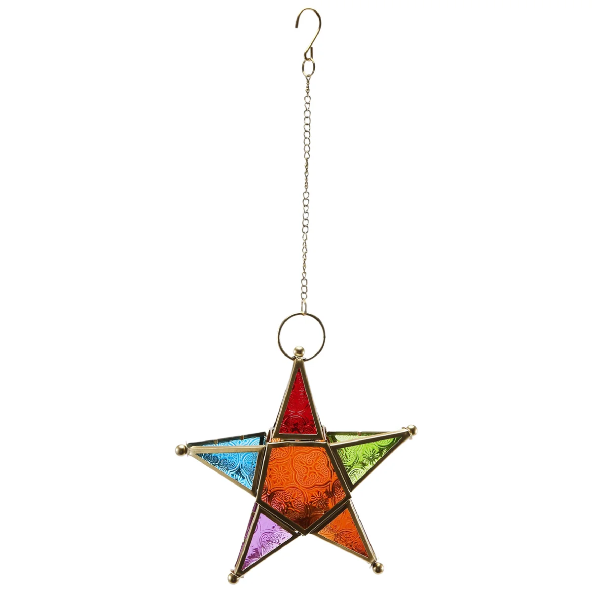 AA41T Multicolour Glass Star Votive Tea Light Candle Holder Hanging ...
