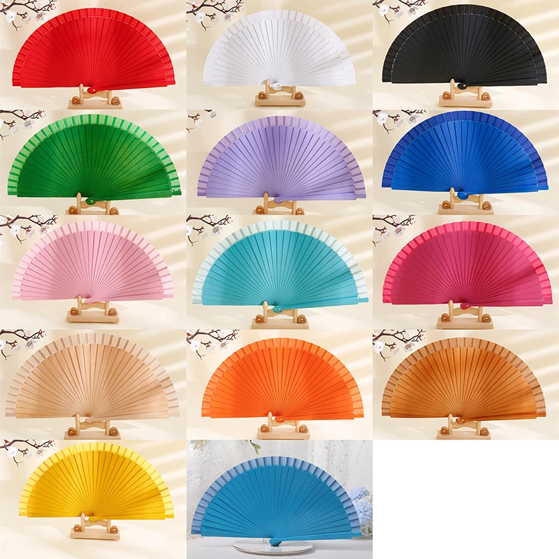 1PC-Plain-Wood-Folding-Hand-Held-Fans-Solid-Color-Spanish-Dance ...