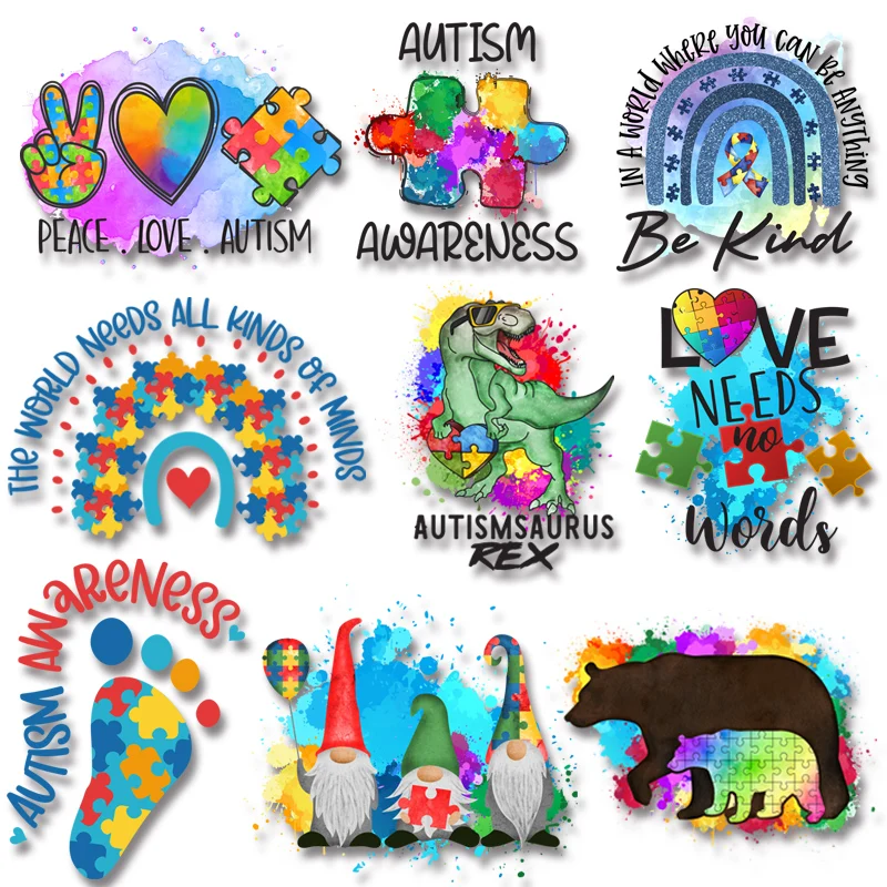 Autism-Awareness-Be-Kind-Love-Needs-No-Words-Iron-on-transfers-Heat ...