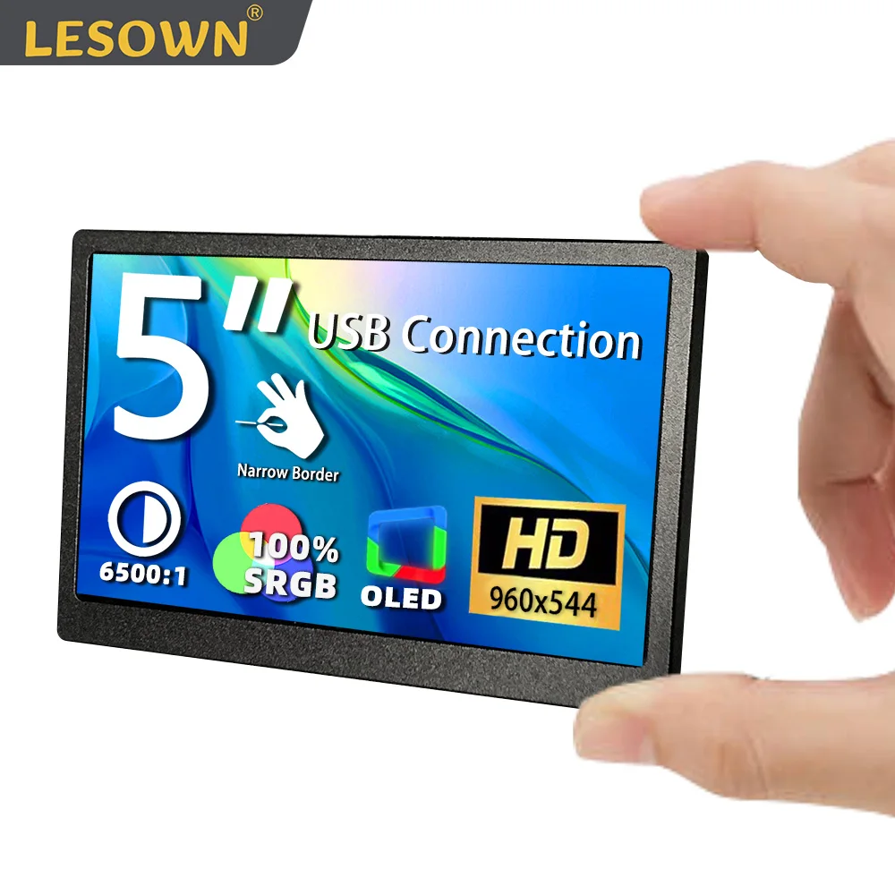 LESOWN-OLED-Portable-Wide-Monitor-5-inch-100-sRGB-6500-1-Narrow-Border ...