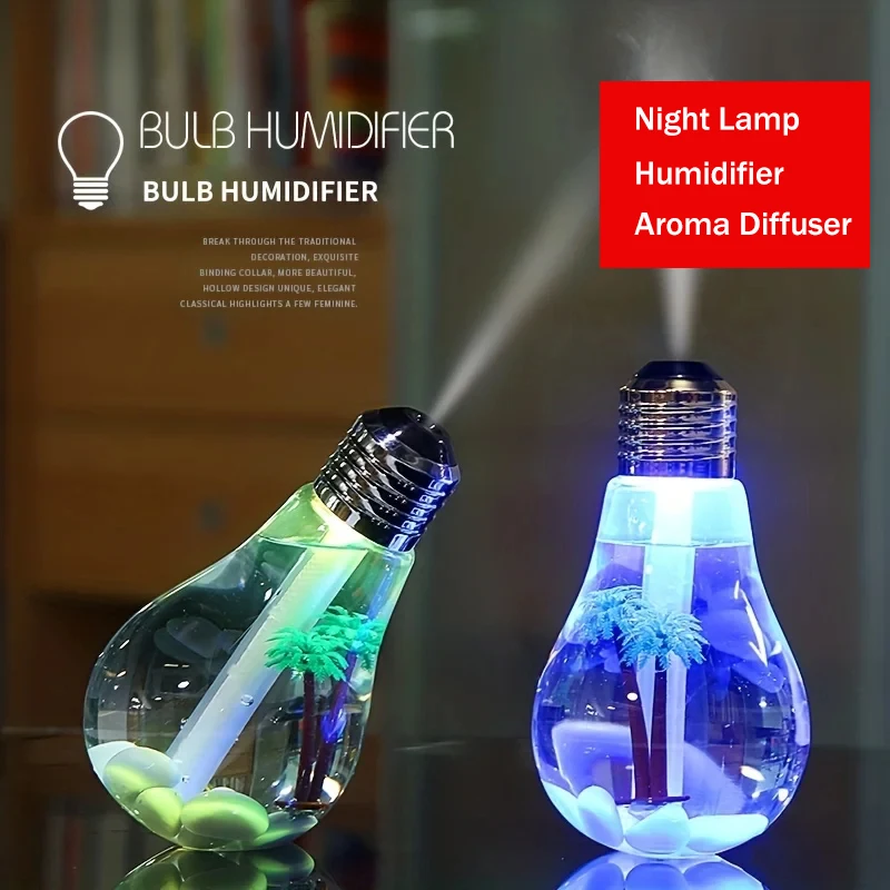 7-Colors-USB-Air-Humidifier-Bulb-Lamp-Shape-Decorative-Lights-Diffuser ...