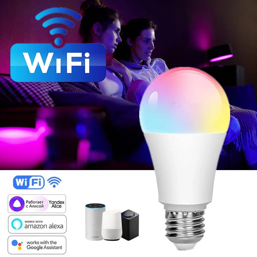 Smart WiFi Led Bulb 15W RGB LED Light Cozylife APP Dimmable Lightbulbs ...