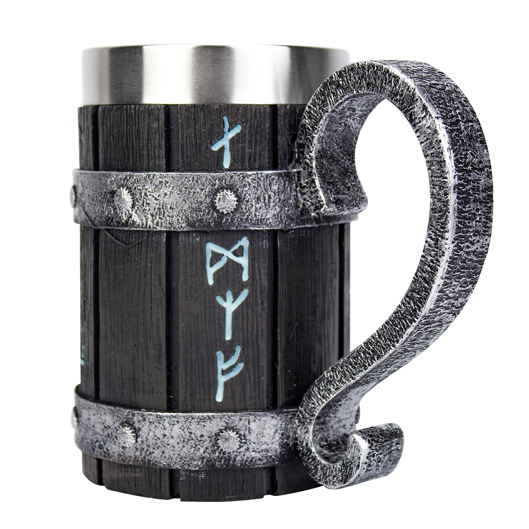Nordic-Viking-Rune-Mug-Tankard-Stainless-Steel-Wooden-Resin-3D-Norse ...