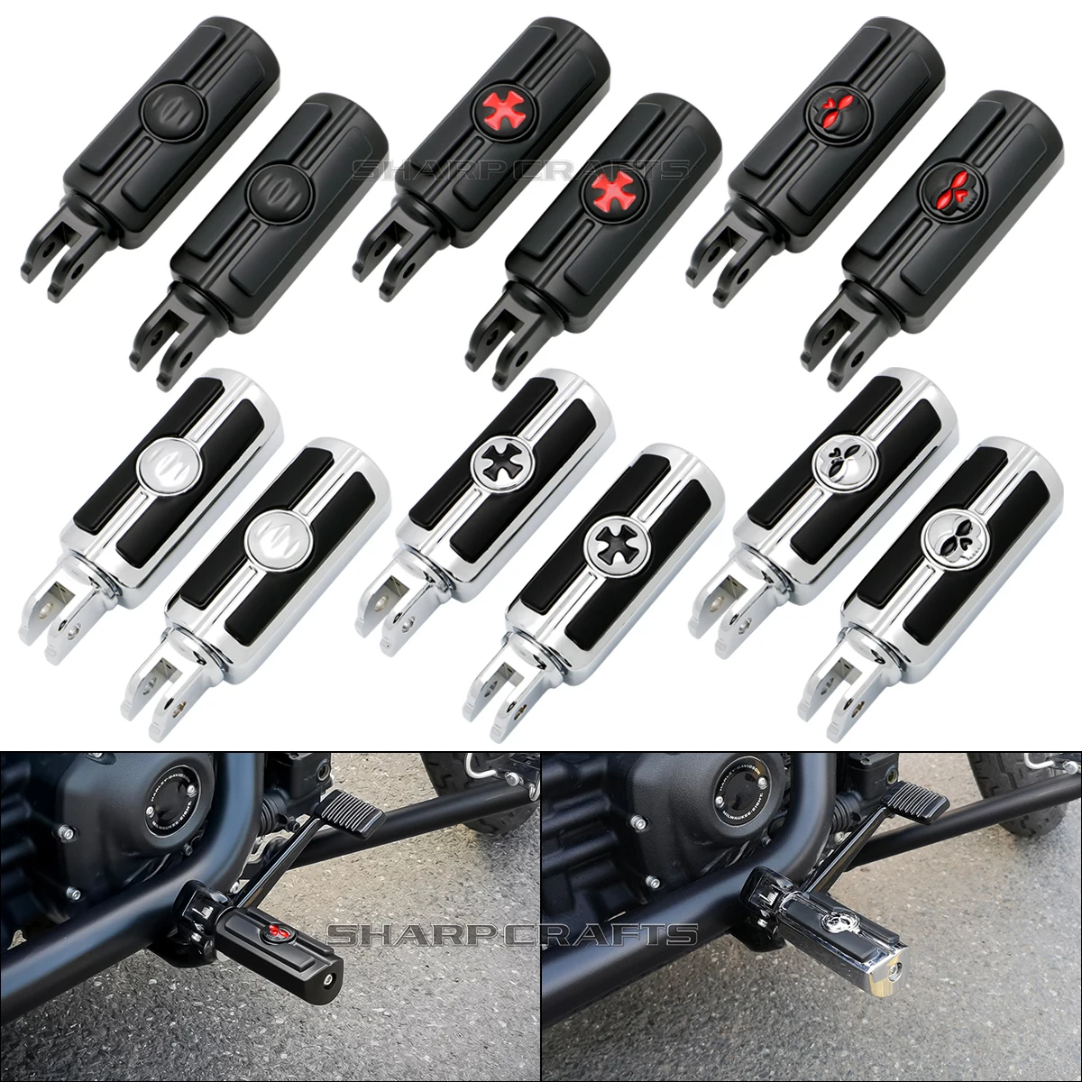 Motorcycle-Front-Rider-Footrests-Foot-Pegs-For-Harley-FXBB-Street-Bob ...