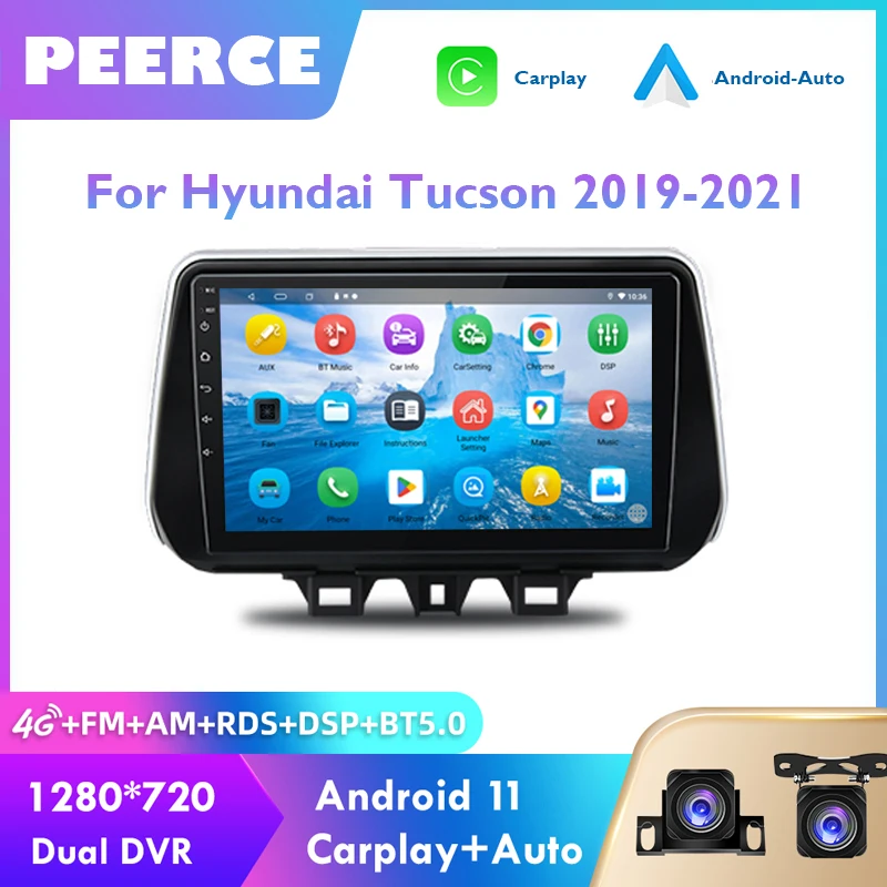 PEERCE 2 Din Android Auto Car Radio For Hyundai Tucson 2019-2021 ...