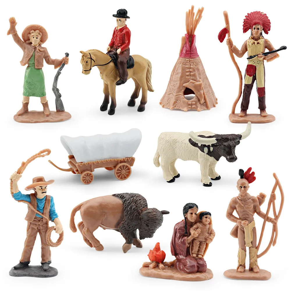 Minifiguras-del-Salvaje-Oeste-para-ni-os-10-piezas-vaquero-Toro-indio-B ...