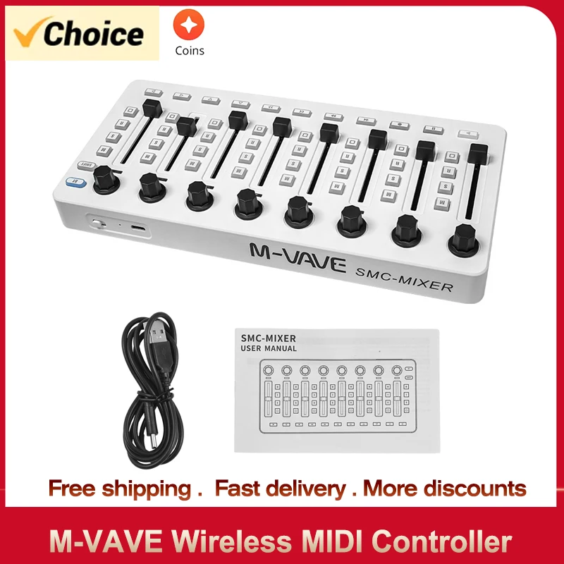 M-VAVE-SMC-Mixer-Wireless-MIDI-Controller-Mixing-Console-connessione-BT-Mixer-Controller-USB-per ...