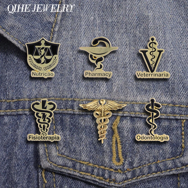 Veterinary Pharmacy Symbol Caduceus Snake Enamel Pins Odontologia ...